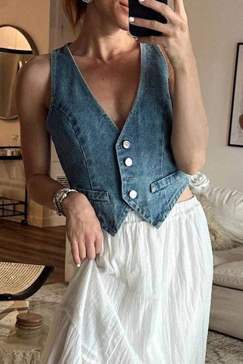 30+ Best Denim Vest Outfit Ideas for a Modern Western Chic Look - Girl ...