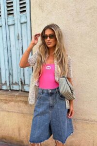 40+ Cool Jorts Outfit Ideas for Women to Nail This Long Denim Shorts ...