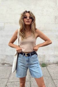 40+ Cool Jorts Outfit Ideas for Women to Nail This Long Denim Shorts ...