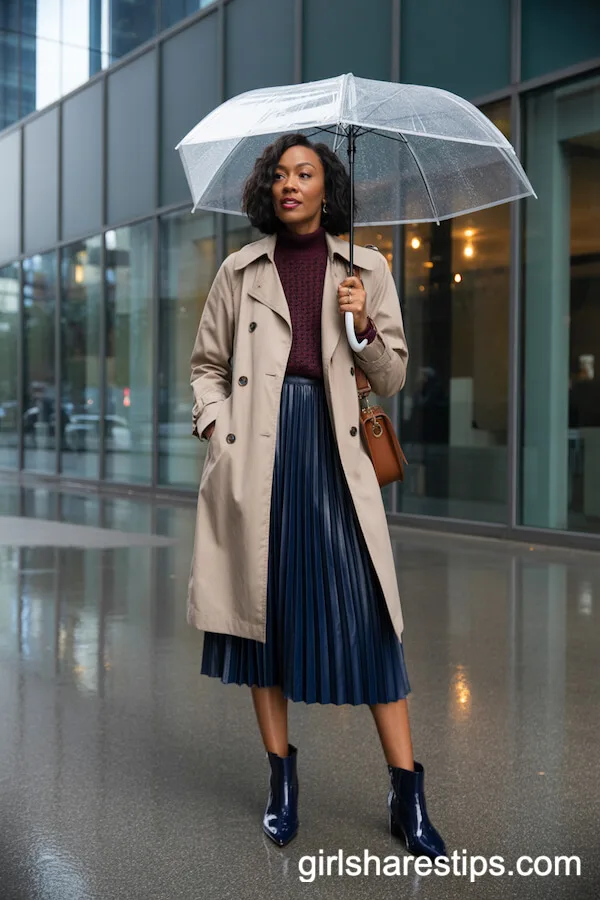 21 Chic Rainy Day Outfit Ideas for Work for Women: Stay Stylish & Dry ...
