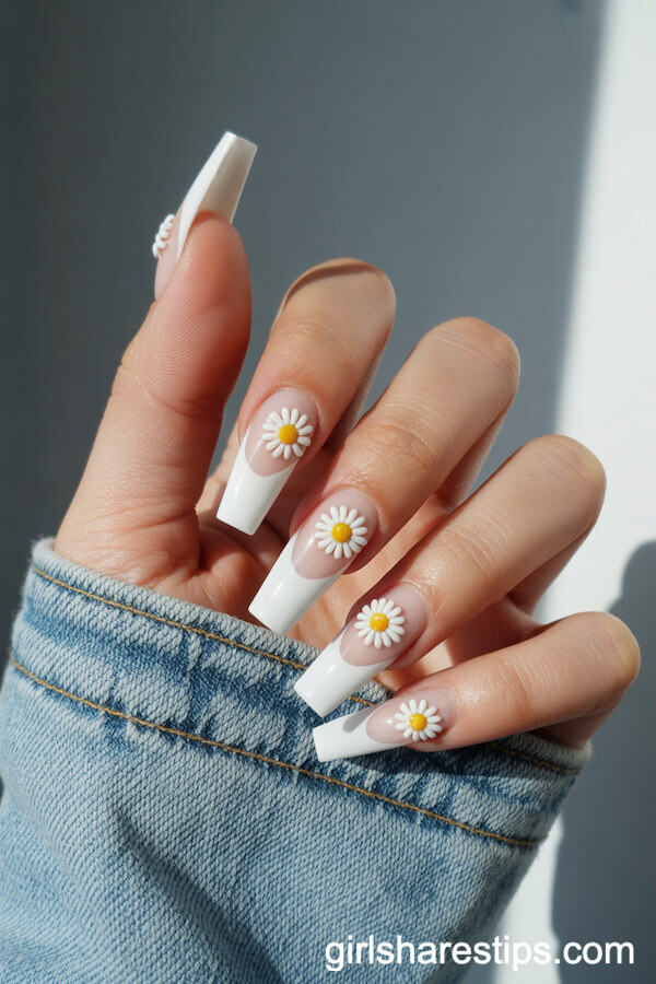 21 Stunning White Floral Nails That Will Refresh Your Look - Girl ...